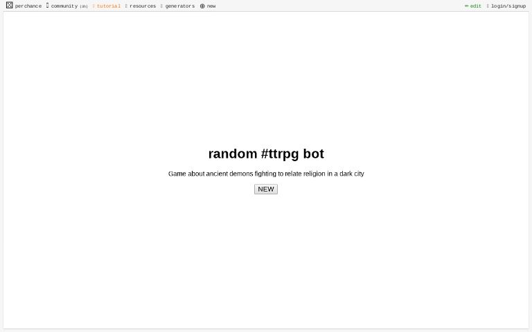 random #ttrpg bot ― Perchance Generator