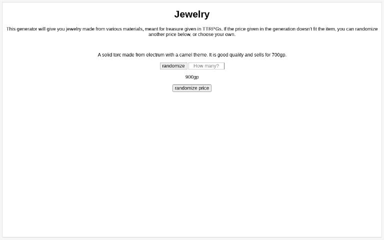 Jewelry ― Perchance Generator
