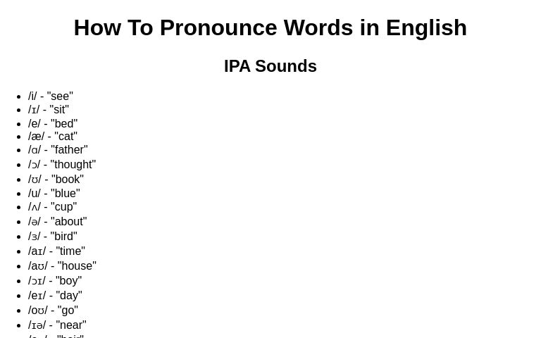 How To Pronounce Words in English ― Perchance Generator