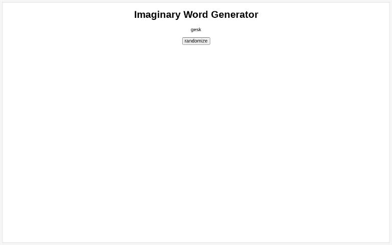 Imaginary Word Generator