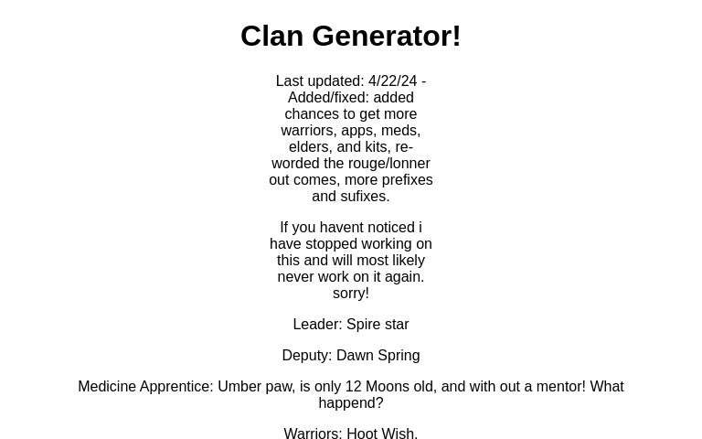 Clan Generator!