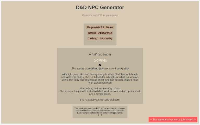 D&D NPC Generator