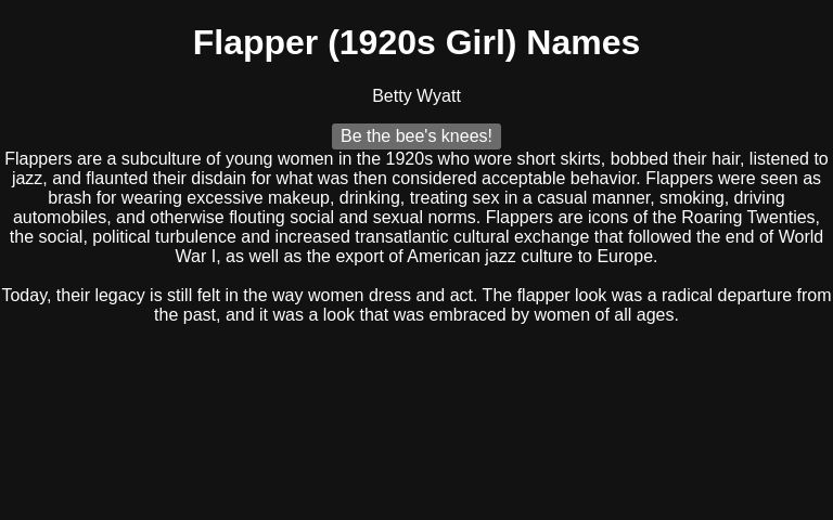 Flapper (1920s Girl) Names ― Perchance Generator