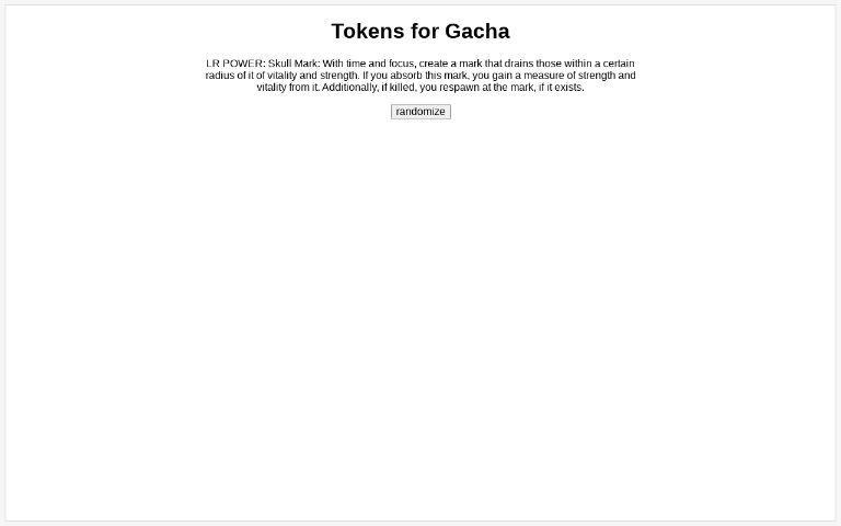 Tokens for Gacha ― Perchance Generator