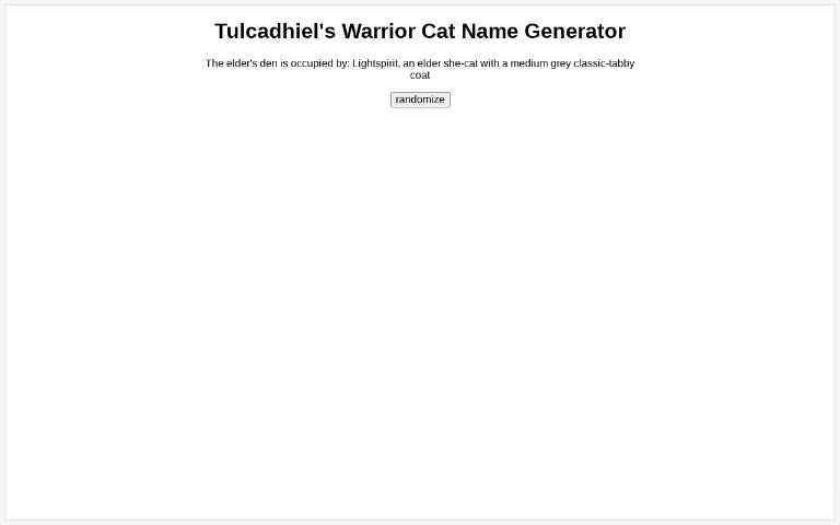 Tulcadhiel's Warrior Cat Name Generator