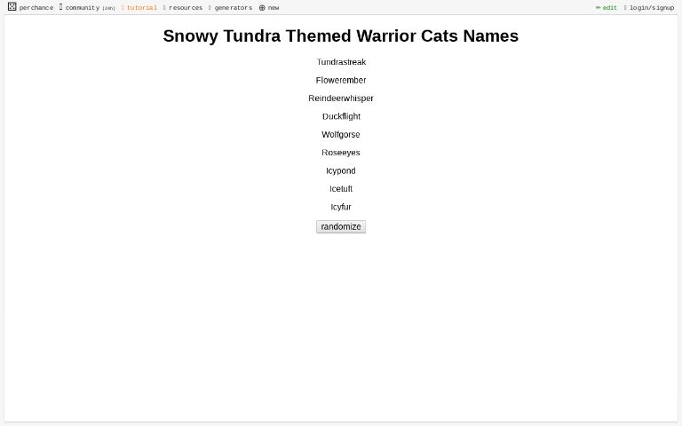 Snowy Tundra Themed Warrior Cats Names ― Perchance Generator