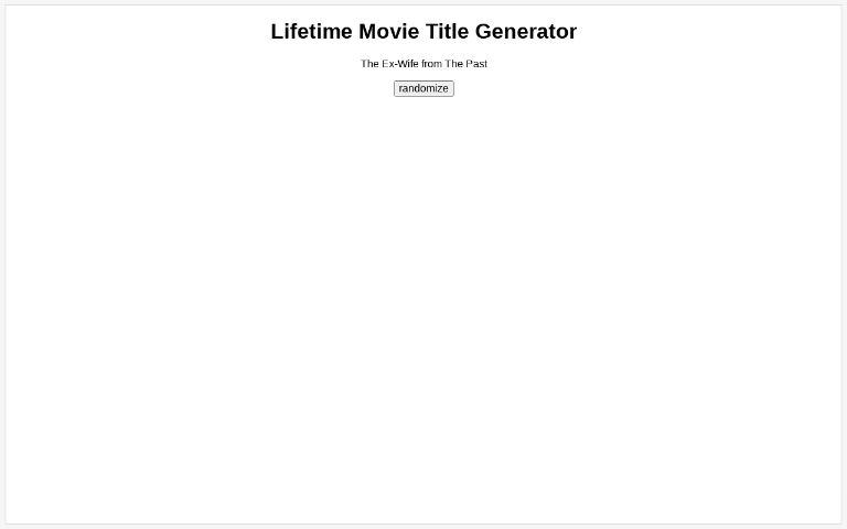 Lifetime Movie Title Generator