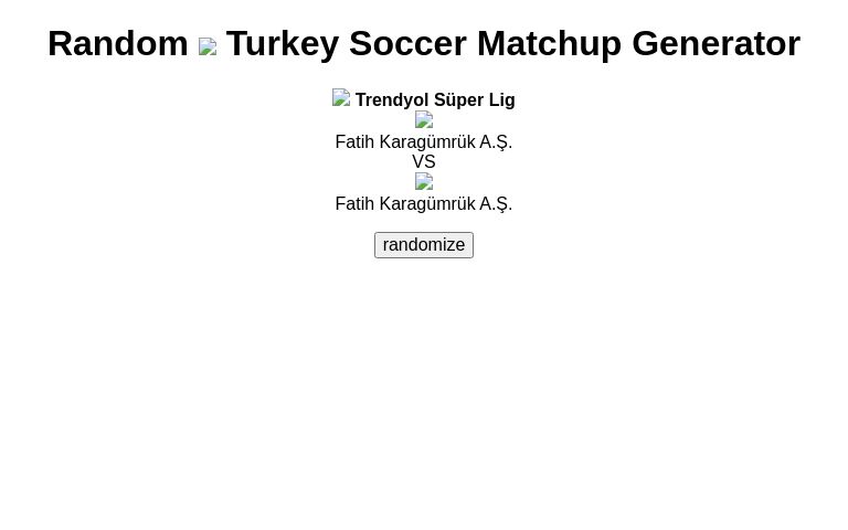 Random Turkey Soccer Matchup Generator