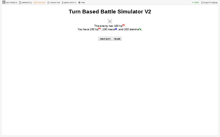 Turn Based Battle Simulator V2 ― Perchance Generator