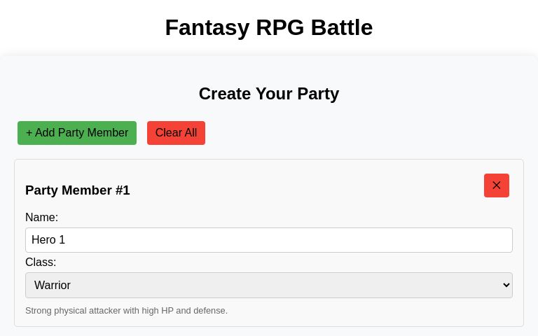 Fantasy RPG Battle ― Perchance Generator