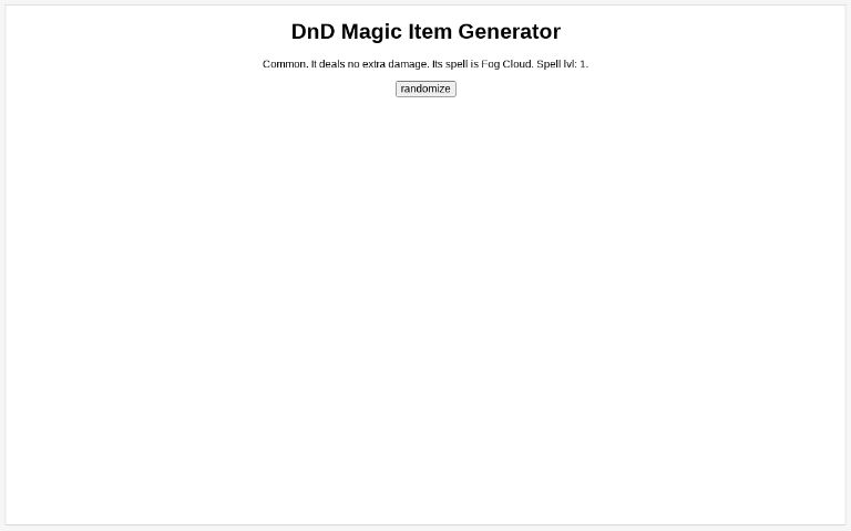 DnD Magic Item Generator