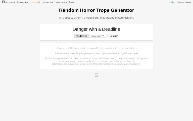 Random Horror Trope Generator