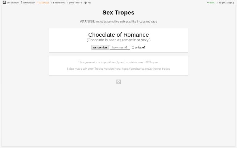 Sex Tropes ― Perchance Generator