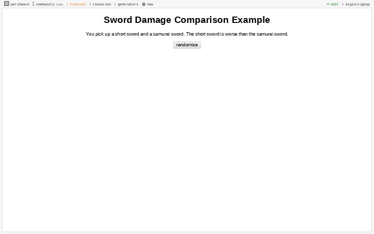 Sword Damage Comparison Example ― Perchance Generator