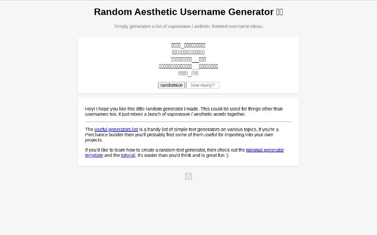 Random Aesthetic Username Generator 🍉ッ