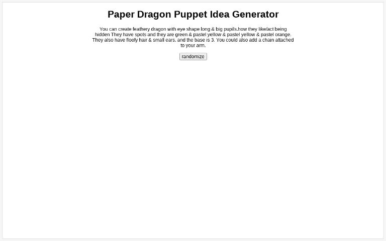 Paper Dragon Puppet Idea Generator