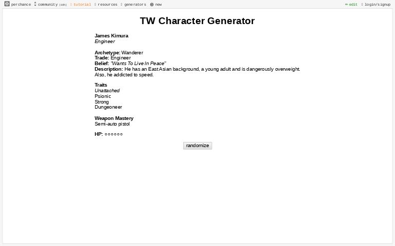 TW Character Generator