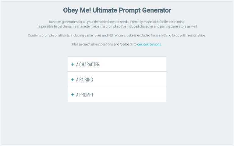 Obey Me! Ultimate Prompt Generator