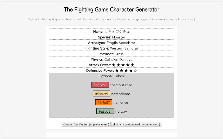 The Fighting Game Character Generator