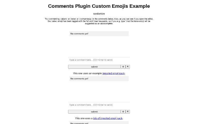 Comments Plugin Custom Emojis Example