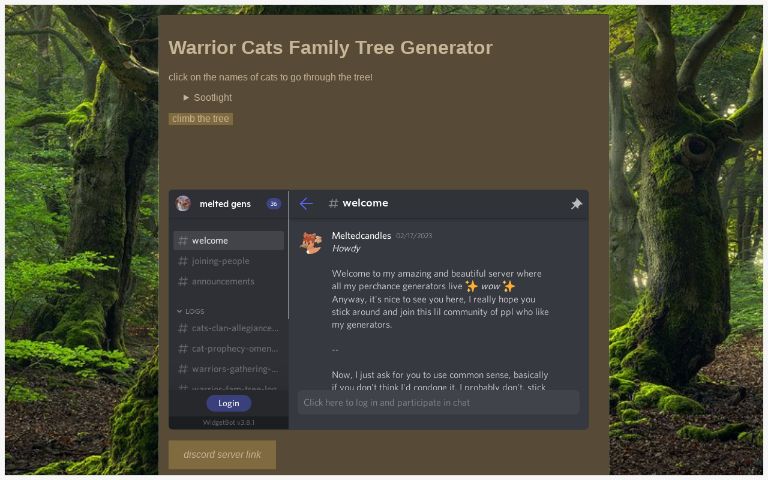 Warrior Cats Family Tree Generator