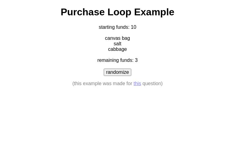 Purchase Loop Example ― Perchance Generator