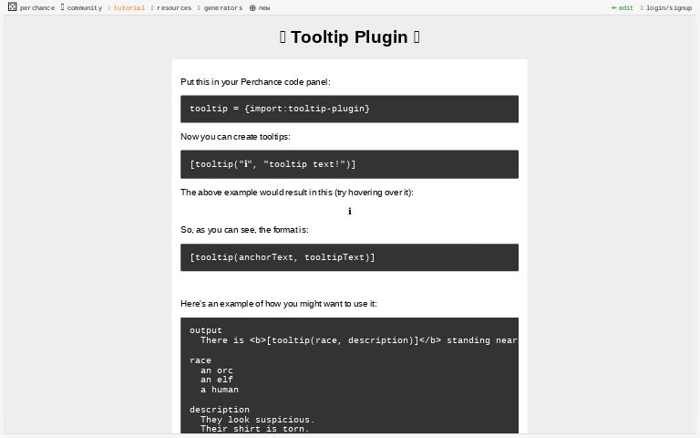 💬︎ Tooltip Plugin 💬︎ ― Perchance Generator