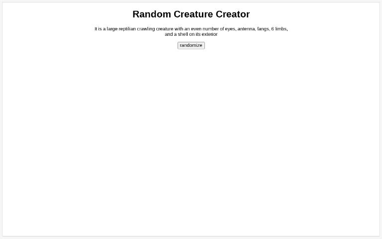 Random Creature Creator ― Perchance Generator