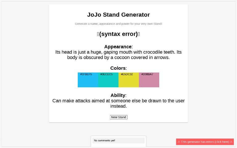 JoJo Stand Generator