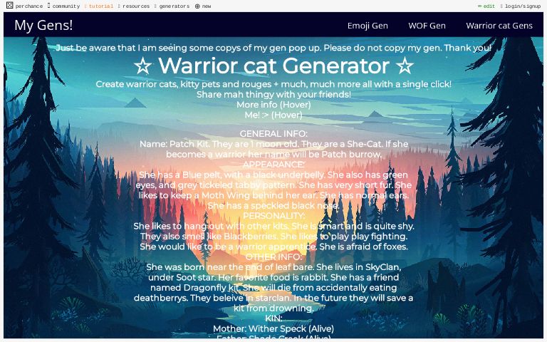 Cat206Girls Warrior Cat Gen! ☆