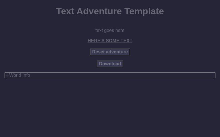 Text Adventure Template Dark Mode ― Perchance Generator