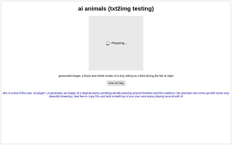 ai animals (txt2img testing) ― Perchance Generator