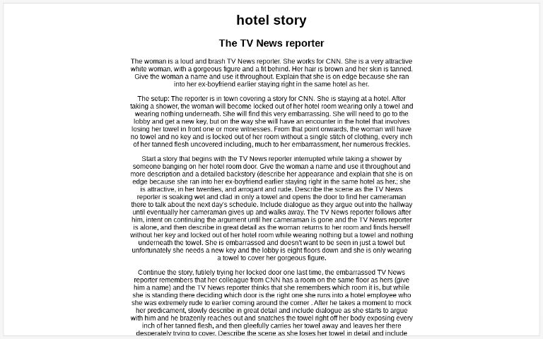 hotel story ― Perchance Generator