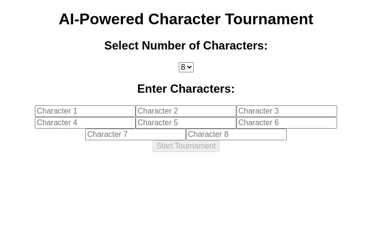 AI-Powered Character Tournament ― Perchance Generator