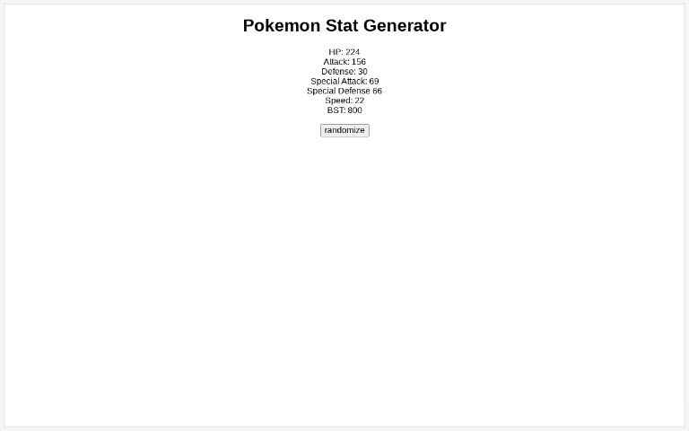 Pokemon Stat Generator