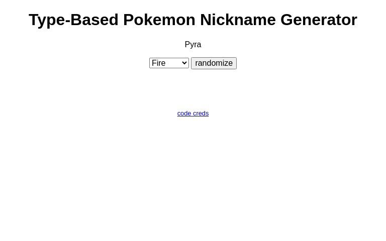 Type-Based Pokemon Nickname Generator