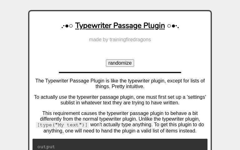 .∙• Typewriter Passage Plugin •∙.