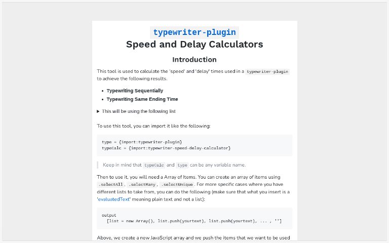 Typewriter Plugin Speed And Delay Calculators
