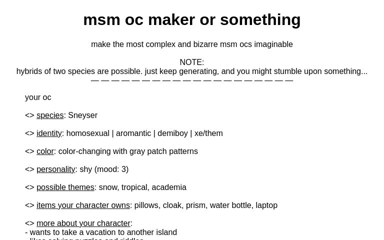 msm oc maker or something ― Perchance Generator