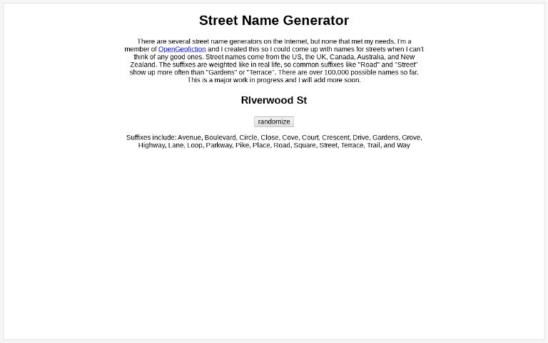 Street Name Generator