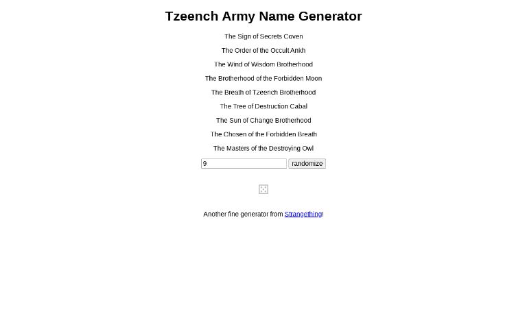 Tzeench Army Name Generator