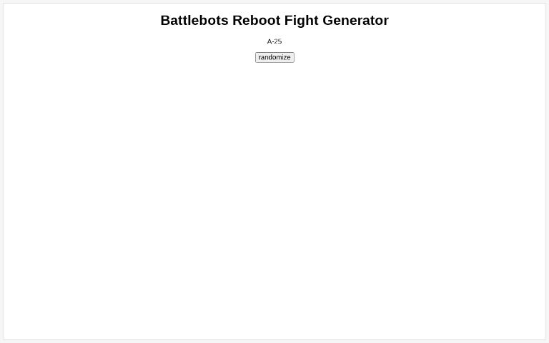 Battlebots Reboot Fight Generator