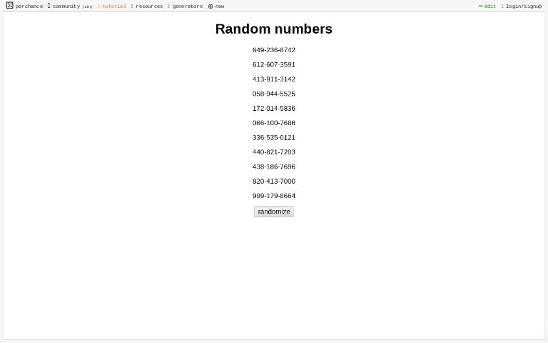 Random numbers ― Perchance Generator