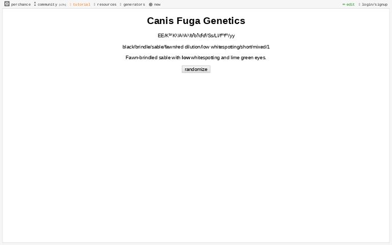 Canis Fuga Genetics ― Perchance Generator
