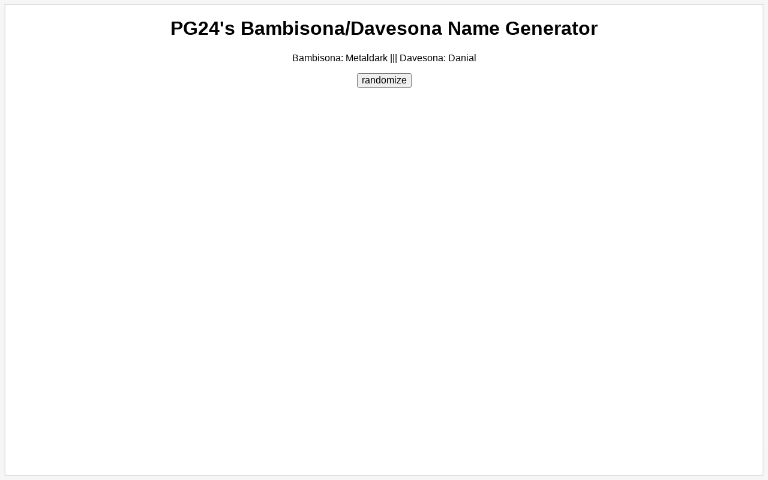 PG24's Bambisona/Davesona Name Generator