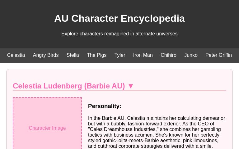 AU Character Encyclopedia ― Perchance Generator