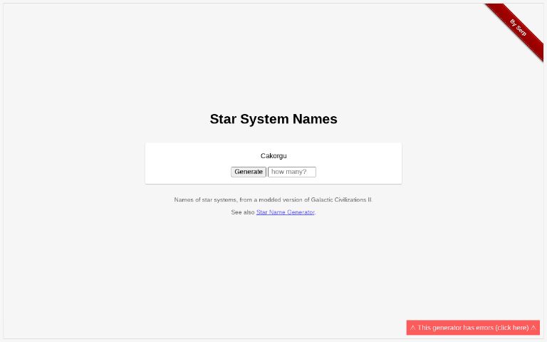 Star System Names ― Perchance Generator