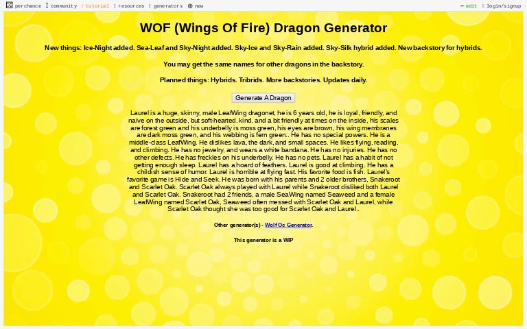 WOF (Wings Of Fire) Dragon Generator