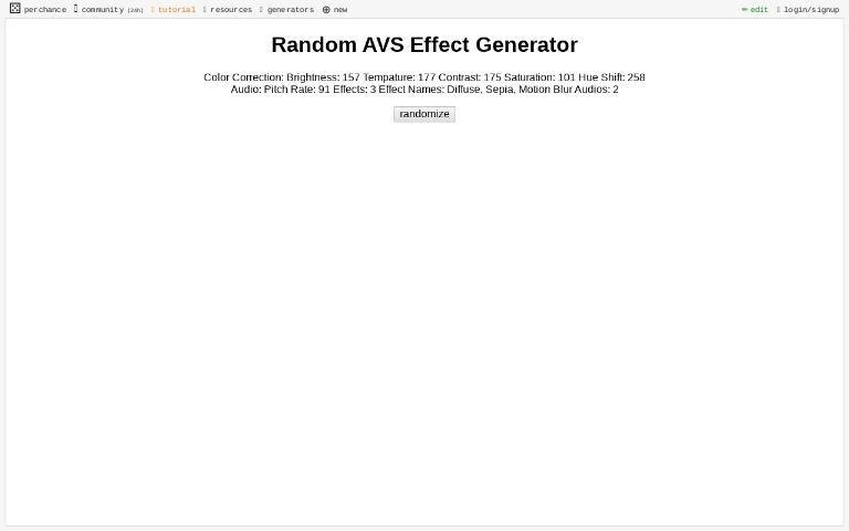 Random AVS Effect Generator