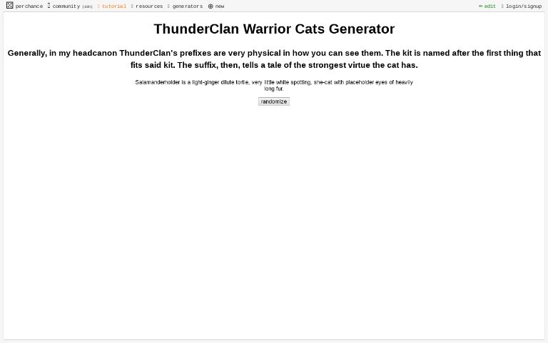 ThunderClan Warrior Cats Generator